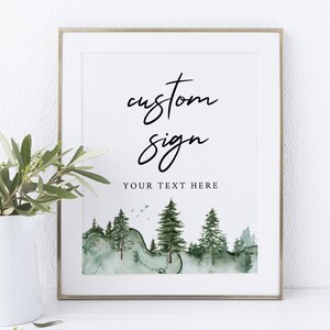 PINE TREE | Custom Sign Template, Printable, Green Forest, Instant ...