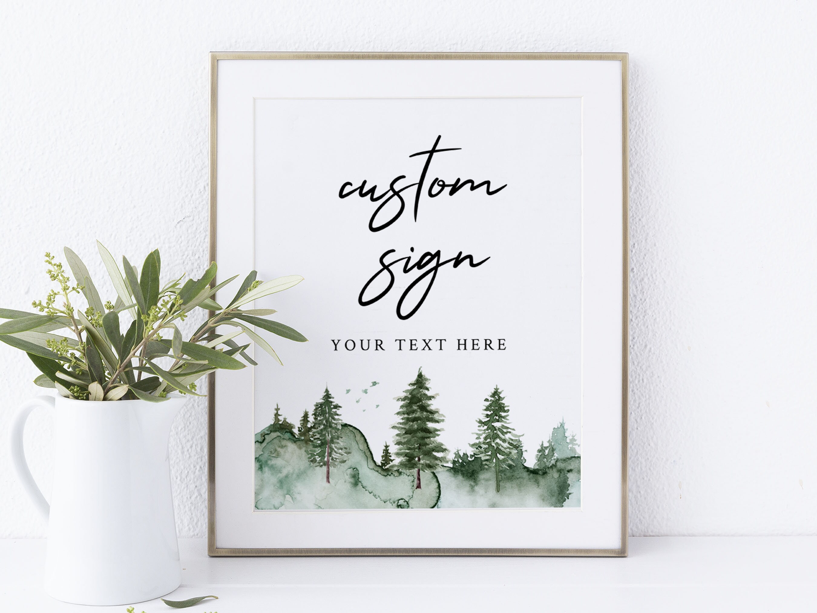 PINE TREE Custom Sign Template Printable Green Forest | Etsy