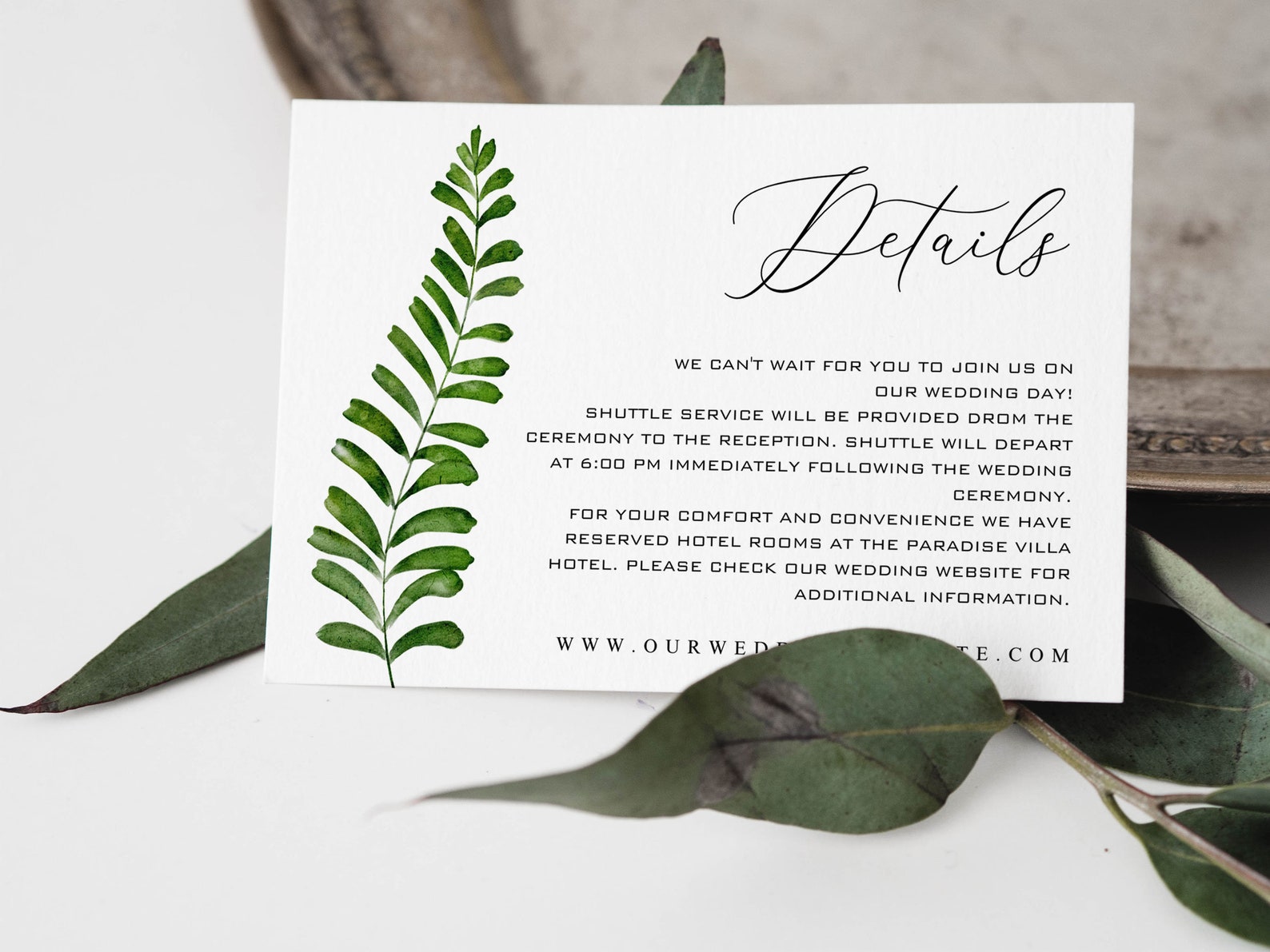 FERN Wedding Invitation Set Template, Printable, Forest Greenery ...
