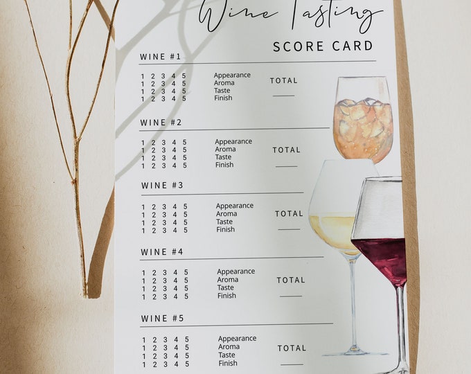 Wine Tasting Card, Wine Tasting Score Card, Wine Tasting Notes ...