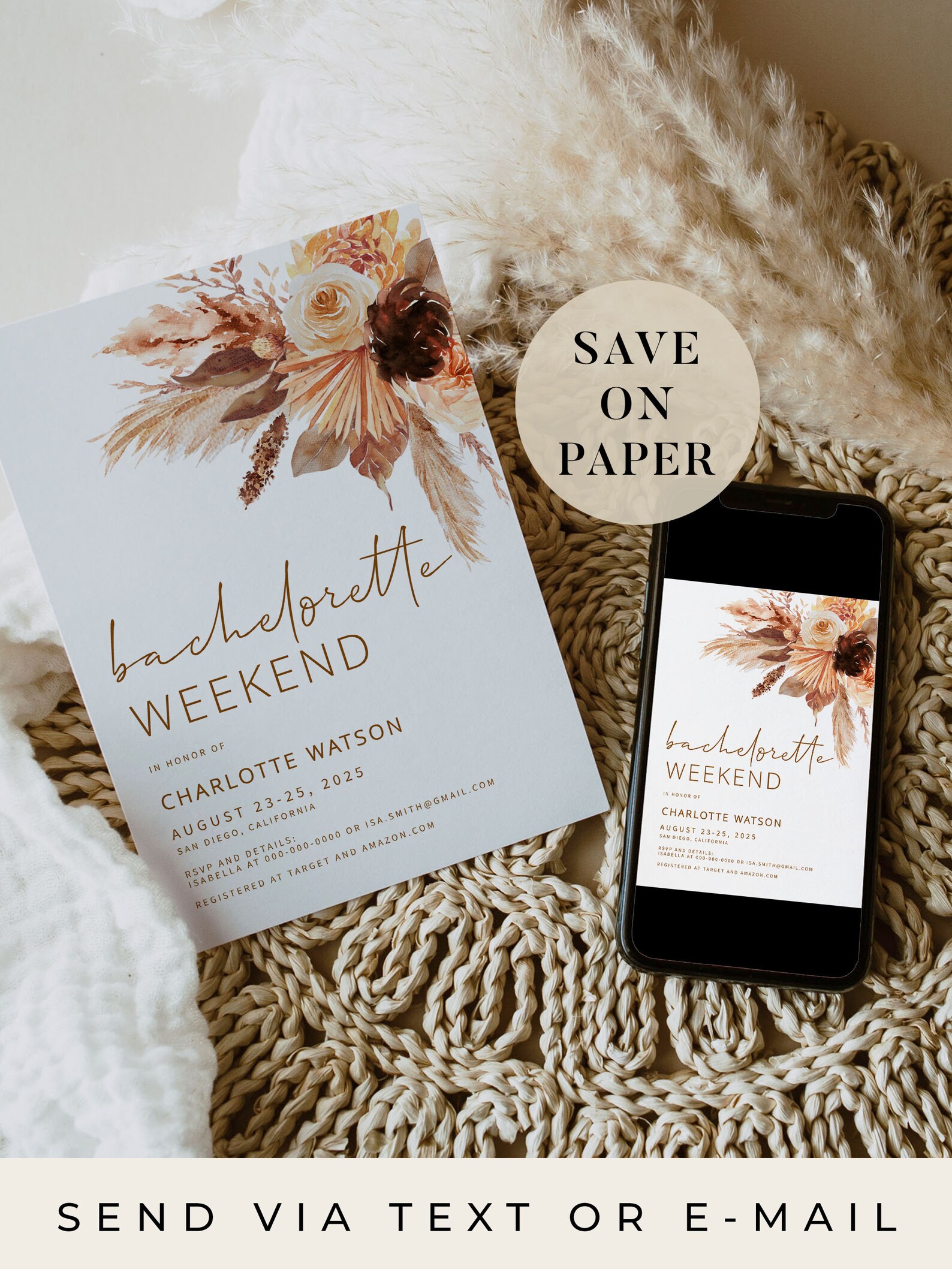 TERRACOTTA | Bachelorette Weekend Party Invitation Template, Printable ...