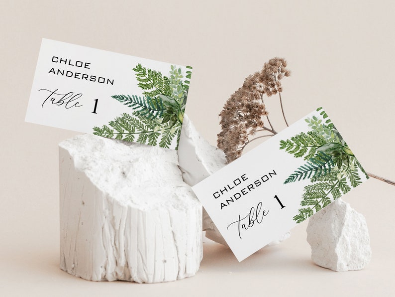 FERN Place Card Template Printable Forest Wedding Digital | Etsy