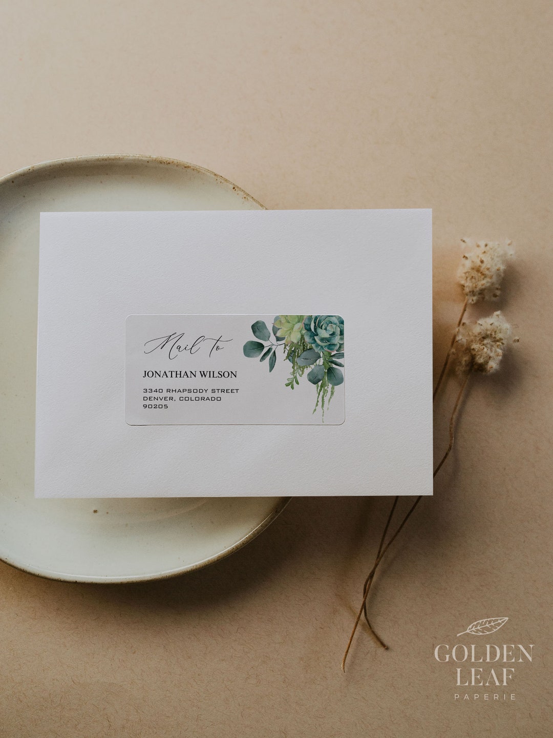 SUCCULENT | Address Label Template, Printable Label Template for ...