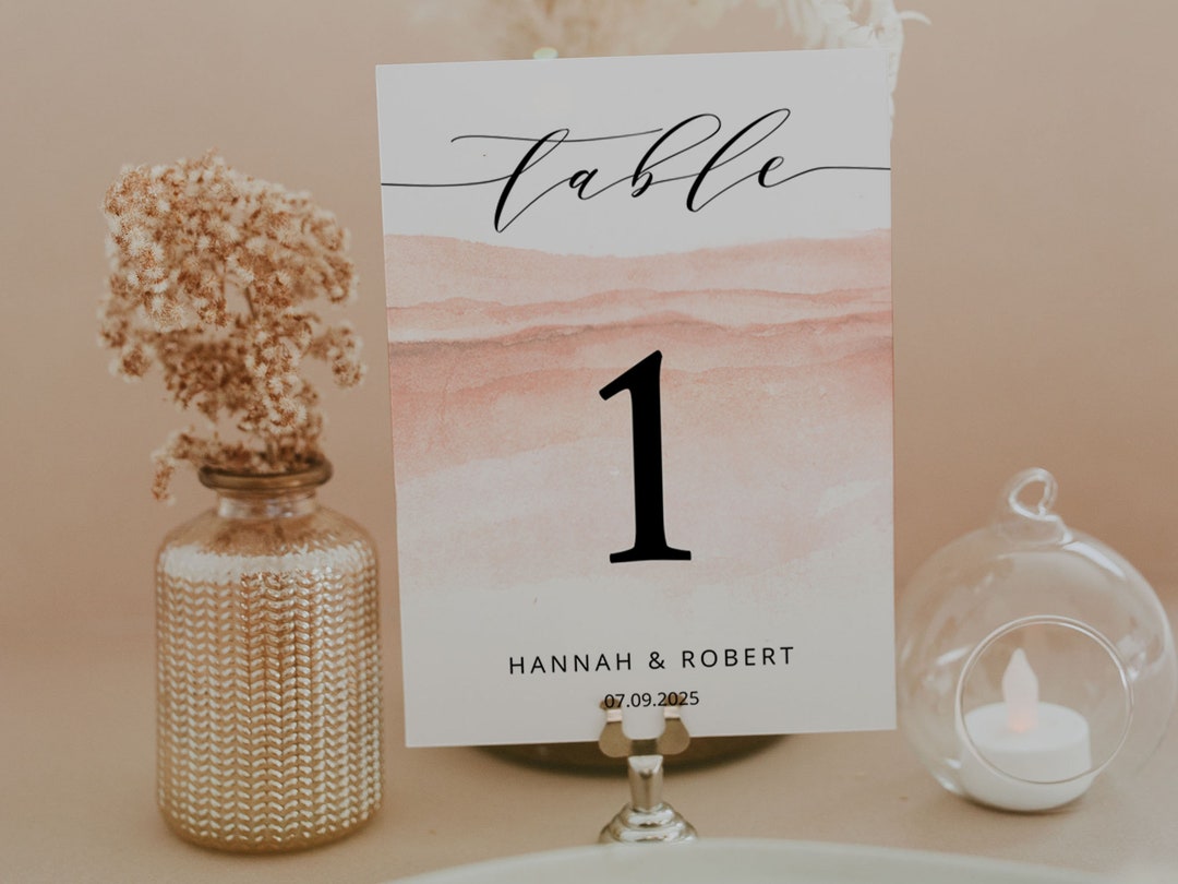 PEACH | Wedding Table Numbers Template, Printable, Digital Download - Etsy