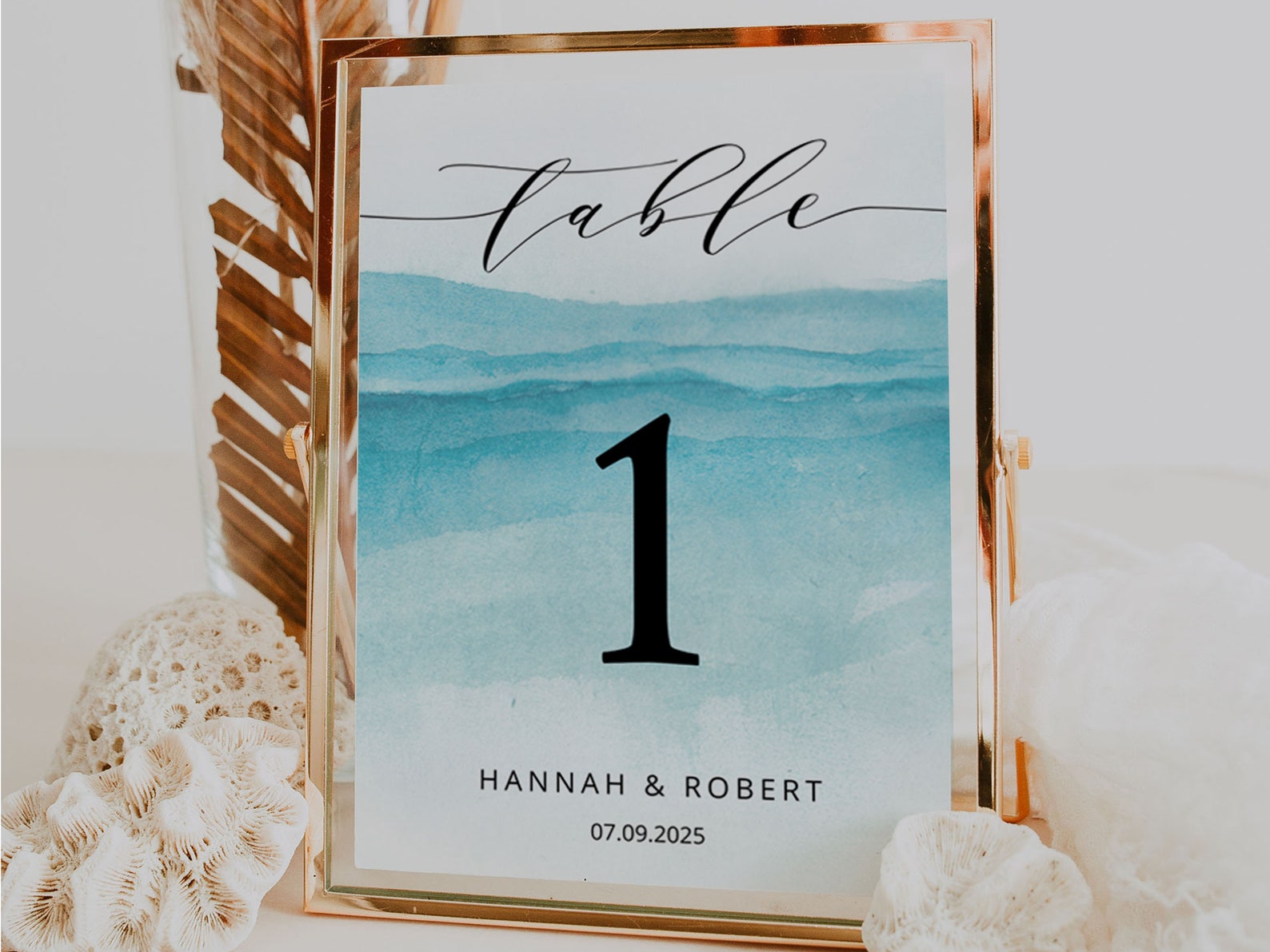 BEACH Wedding Table Numbers Template Printable Blue Water - Etsy
