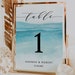 BEACH Wedding Table Numbers Template Printable Blue Water - Etsy