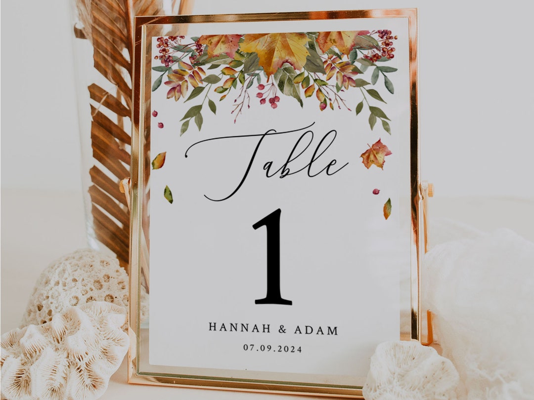 FALL LEAVES | Table Numbers, Printable Template, With Colorful ...
