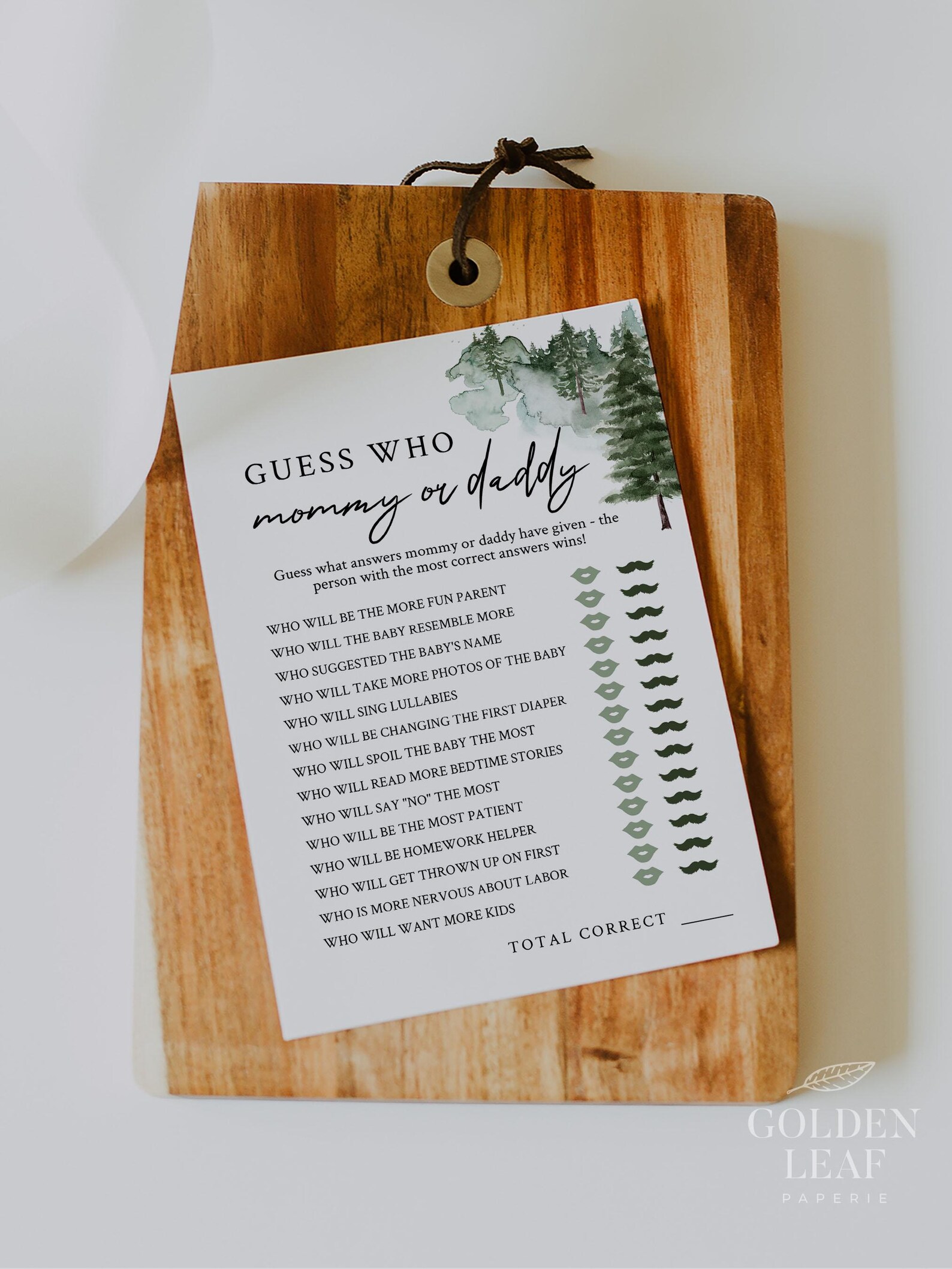 PINE TREE | Guess Who Mommy or Daddy, Forest Baby Shower Game Cards ...