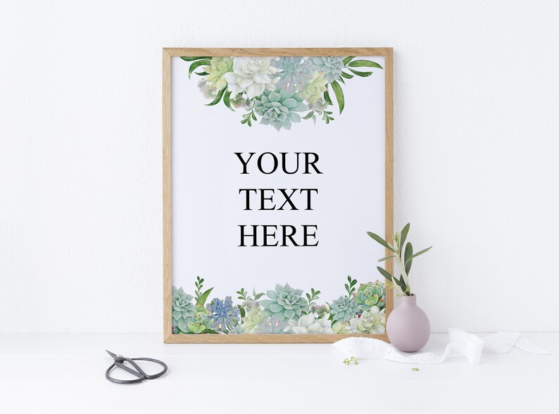 Succulent Custom Sign Template Printable Greenery Wedding | Etsy