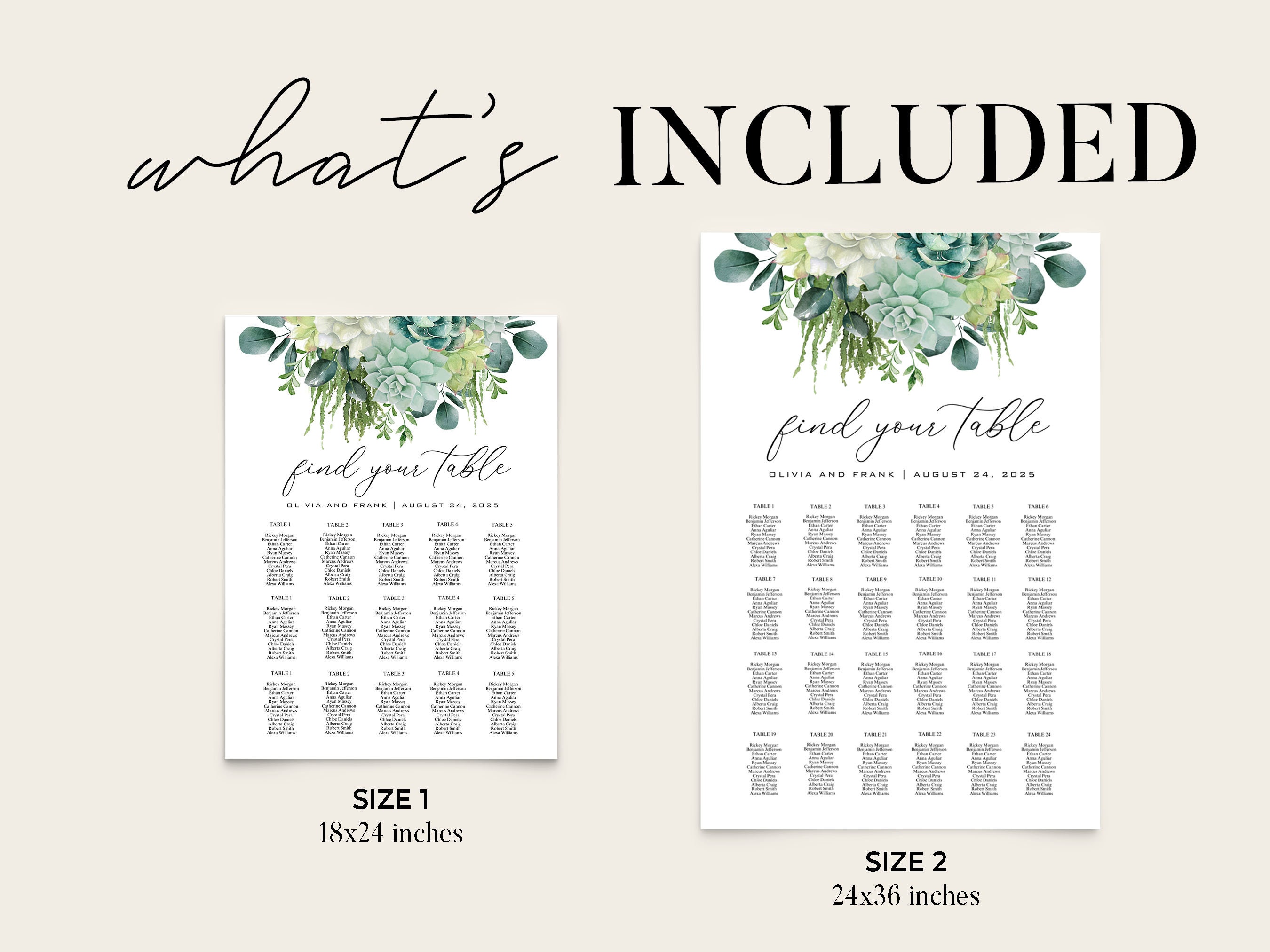 SUCCULENT Seating Chart Wedding Template Printable Boho | Etsy