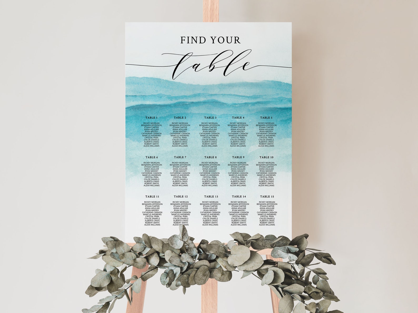 BEACH | Wedding Seating Chart Template, Printable Table Seating Plan ...