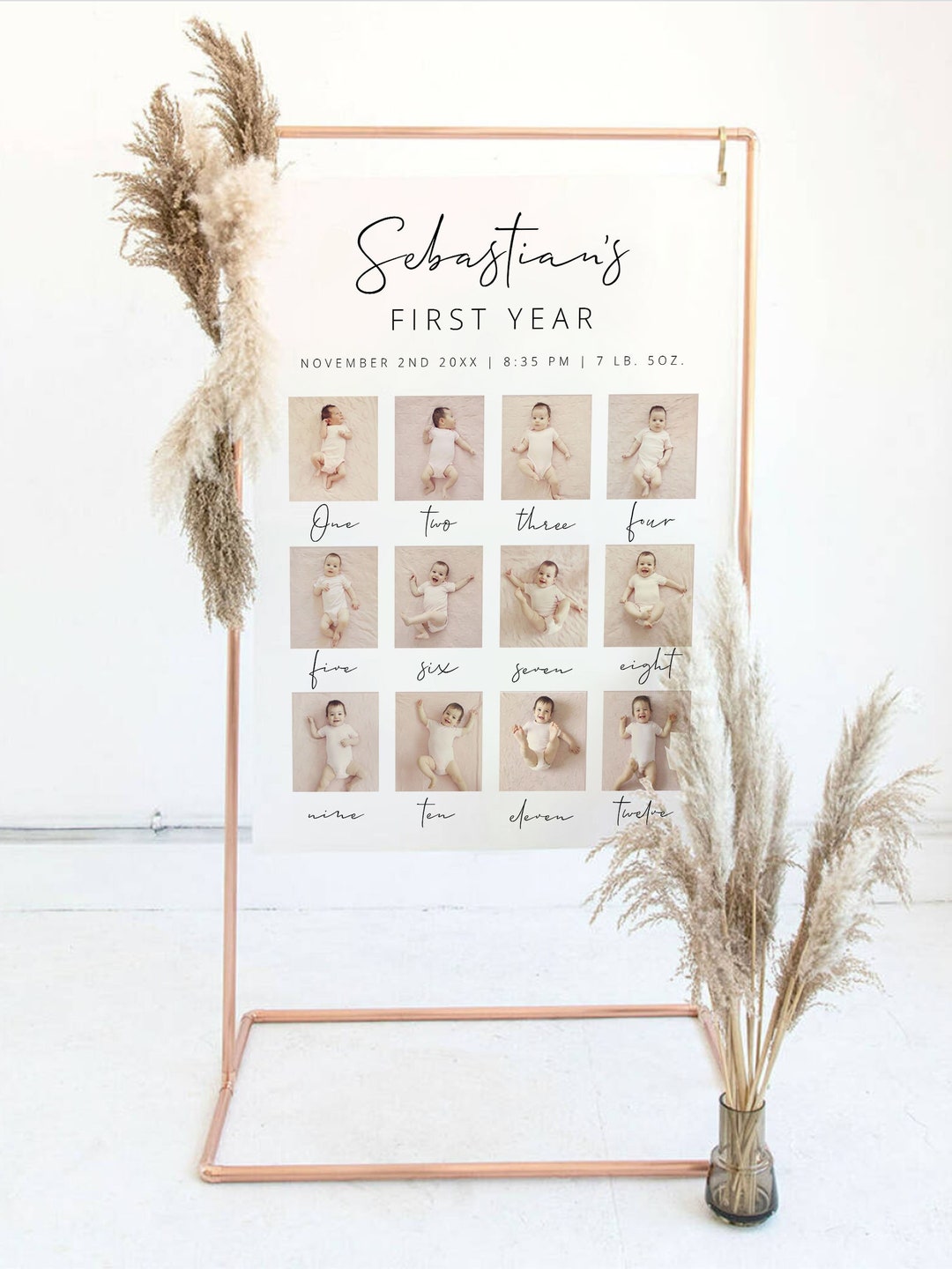 MINIMALIST | First Birthday Photo Sign Template, Milestone Sign, Baby's ...