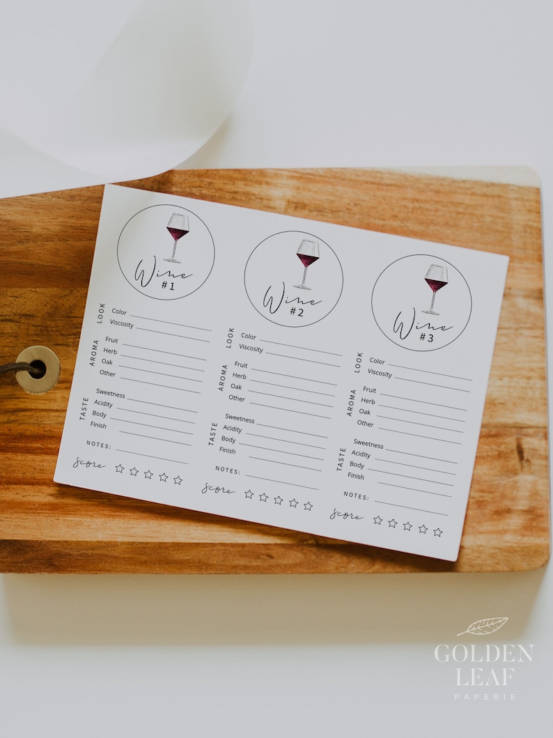 WINE | Tasting Placemat, Blind Wine Tasting Notes, Printable, Sheet ...