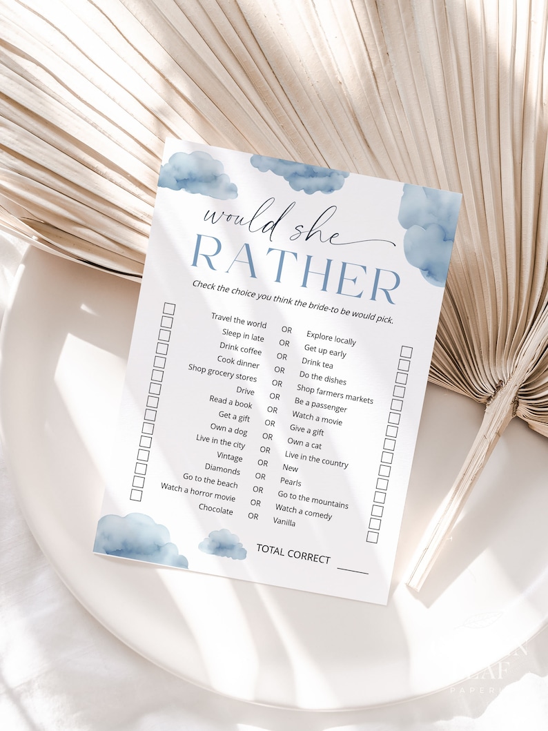 ON CLOUD NINE | Bridal Shower Games Bundle, Printable Editable ...