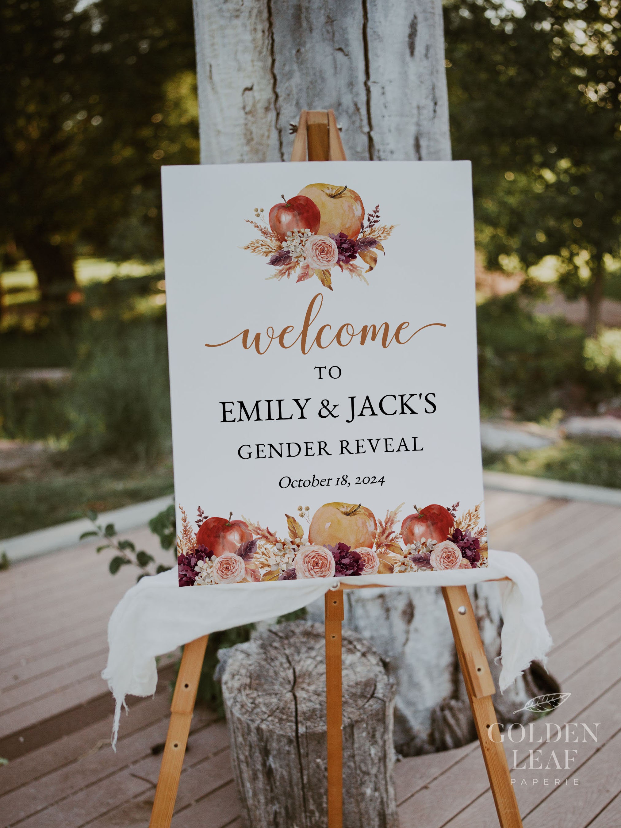 APPLE Gender Reveal Welcome Sign Template Printable Fall - Etsy
