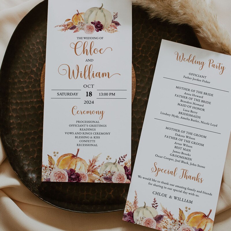 Fall Wedding Program - Etsy
