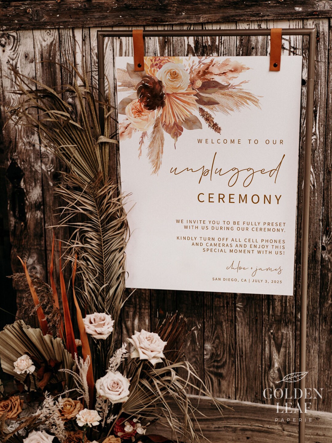TERRACOTTA | Unplugged Wedding Ceremony Sign Template Printable, Boho ...