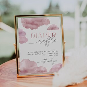 ON CLOUD NINE | Diaper Raffle Sign & Card Template, Printable, Modern ...