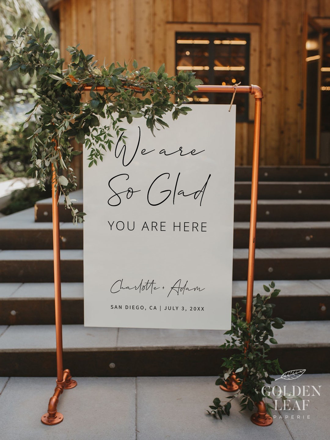 MINIMALIST We Are so Glad You Are Here Sign, Wedding Welcome Sign ...