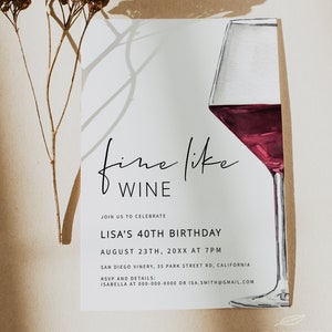WINE | Birthday Invitation Template, Printable, Fine Like Wine, for Men ...
