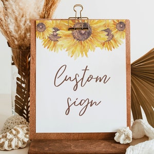 SUNFLOWER | Custom Wedding Sign Template, Editable Printable, Digital ...