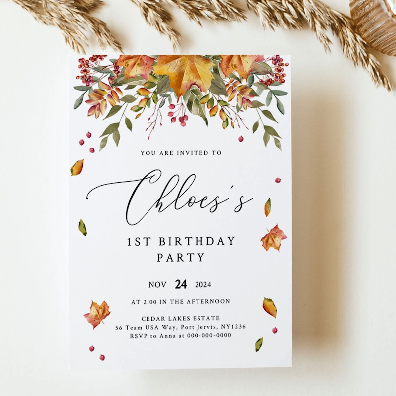 Fall Theme Birthday Invitation - Etsy Canada