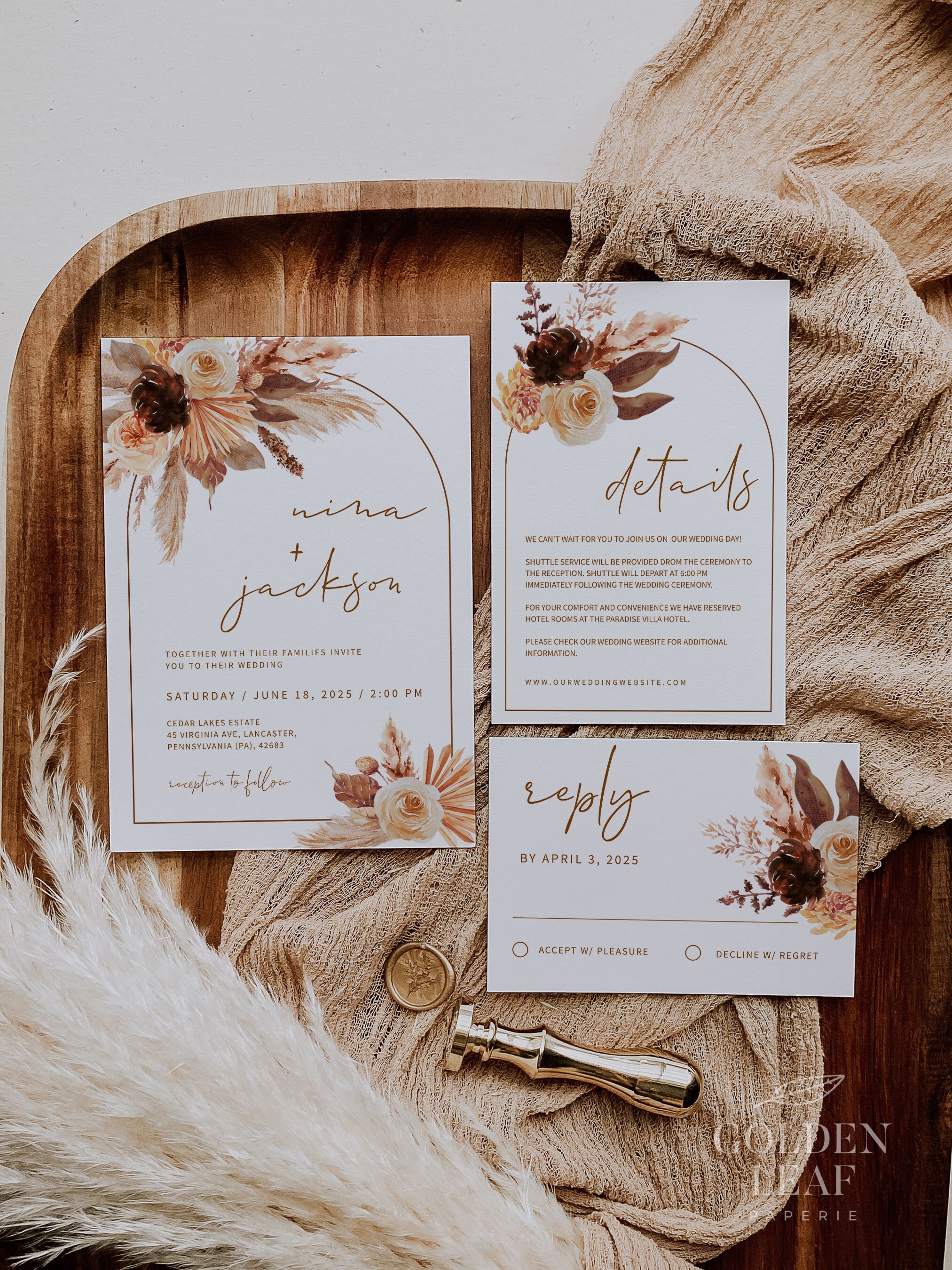 TERRACOTTA Wedding Invitation Set Printable Template Boho - Etsy