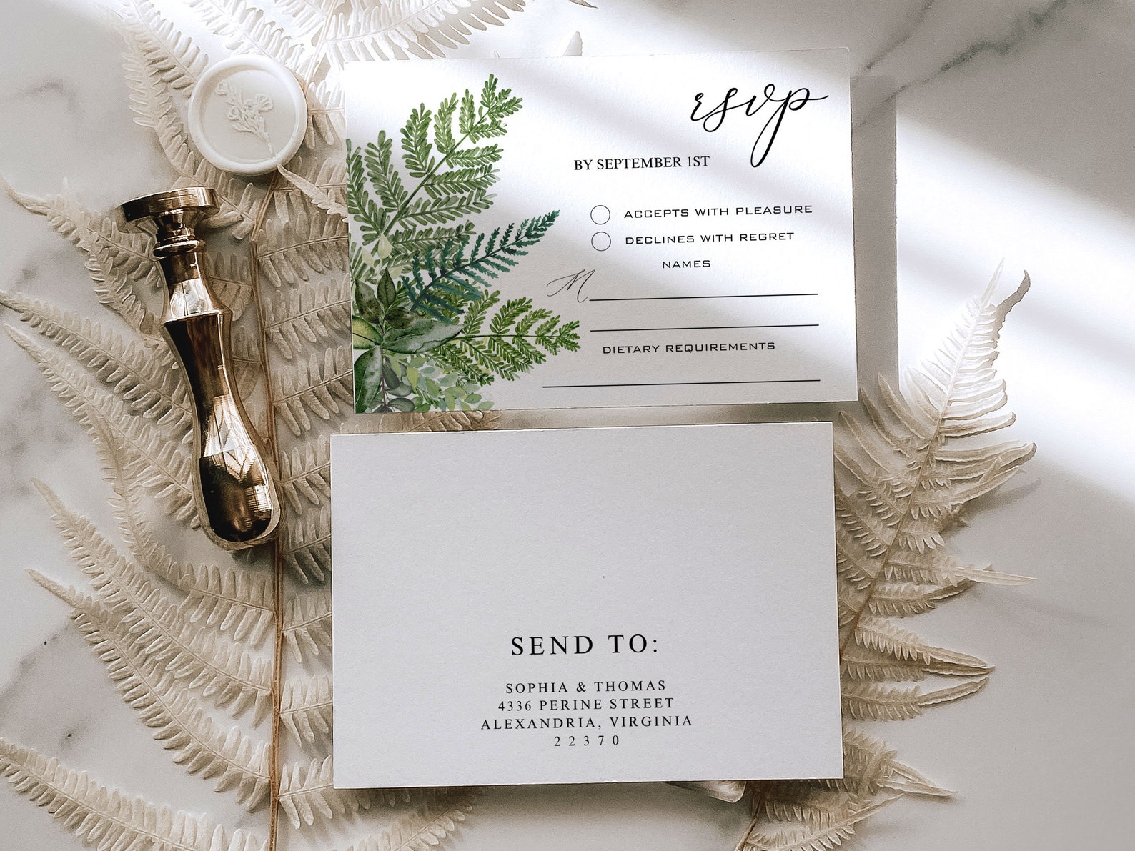 FERN Wedding Invitation Set Template, Printable, Forest Greenery ...