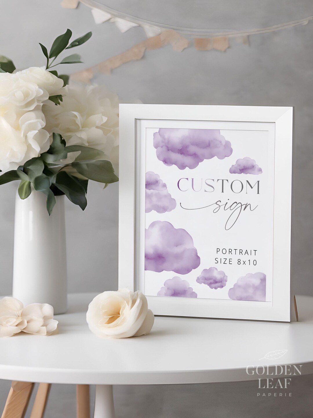 ON CLOUD NINE | Custom Sign Template, 8x10, Printable, Purple Lavender ...
