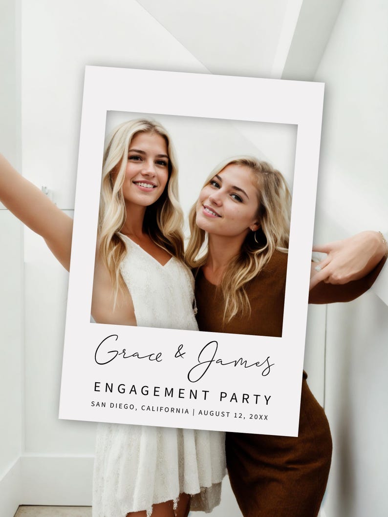 MINIMALIST | Engagement Party Photo Prop Frame Template, Printable ...