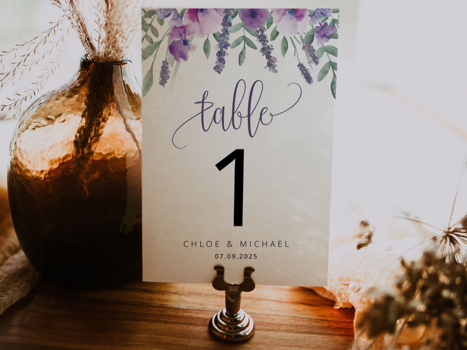 PURPLE Table Numbers Template Printable Lavender Digital - Etsy