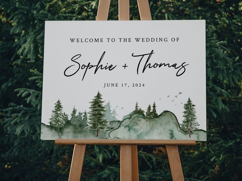 PINE TREE | Wedding Template Bundle, Printable, Complete Green Forest ...