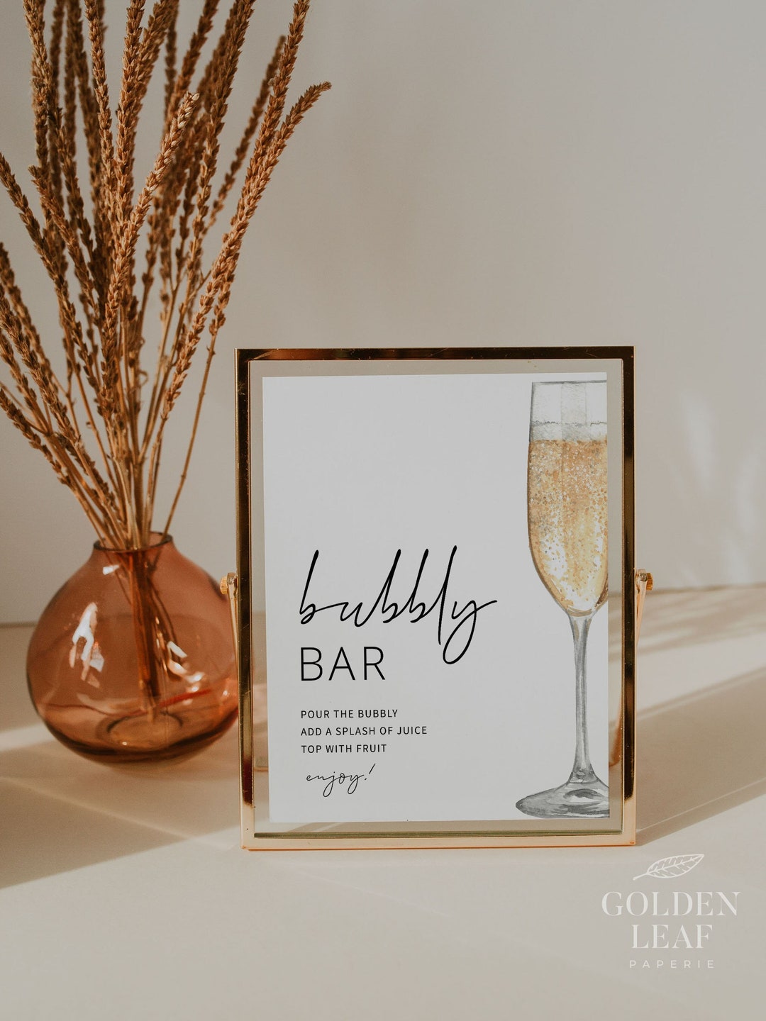 CHAMPAGNE | Bubbly Bar Sign, Mimosa Bar Sign Template, Printable ...