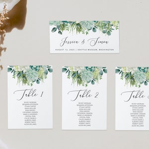 SUCCULENT | Wedding Seating Chart Cards Template, Printable, Digital ...