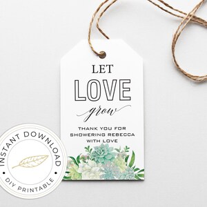 Succulent Favor Tags Template Printable INSTANT DOWNLOAD | Etsy