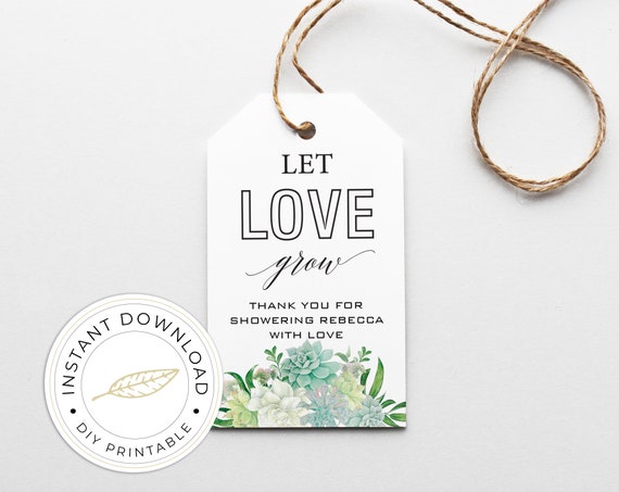 Succulent Favor Tags Template Printable INSTANT DOWNLOAD | Etsy