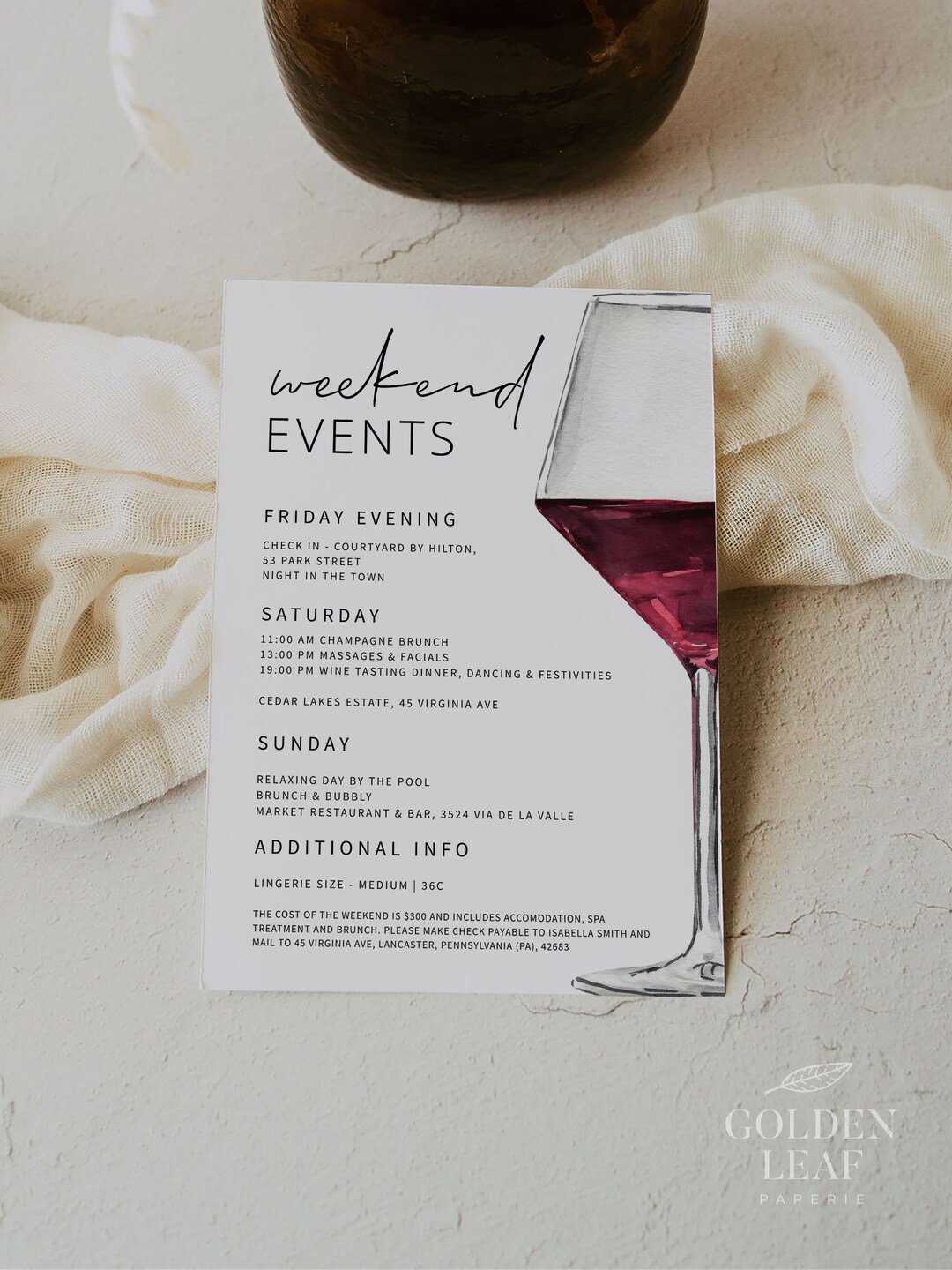 WINE | Bachelorette Weekend Itinerary Template, Printable, Winery ...