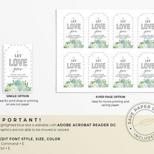 Succulent Favor Tags Template Printable INSTANT DOWNLOAD | Etsy