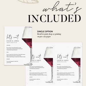 WINE | Menu Cards, Printable Template, Simple Wedding, Digital Download ...