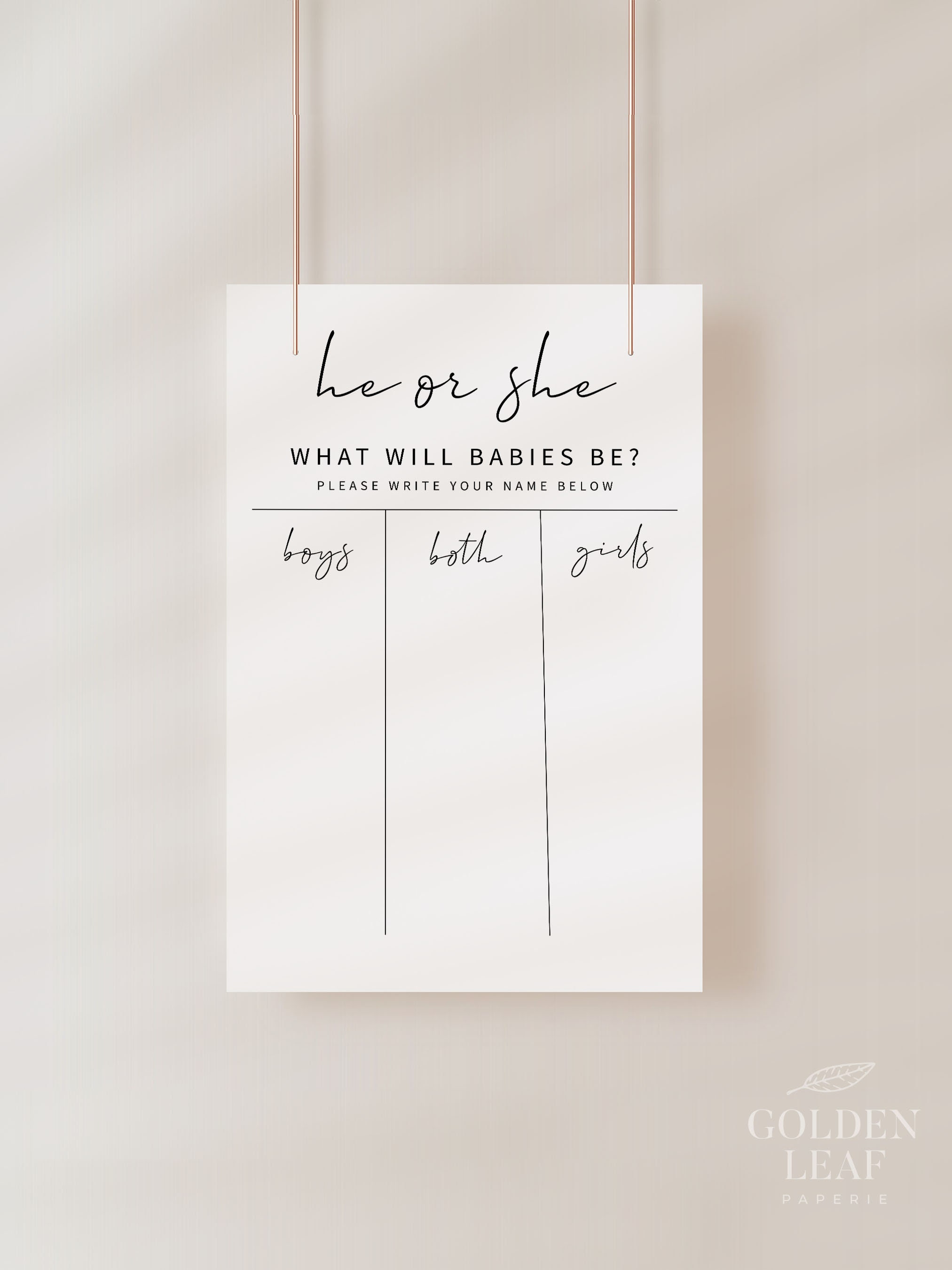 MINIMALIST Twins Gender Guess Board He or She Sign Modern - Etsy