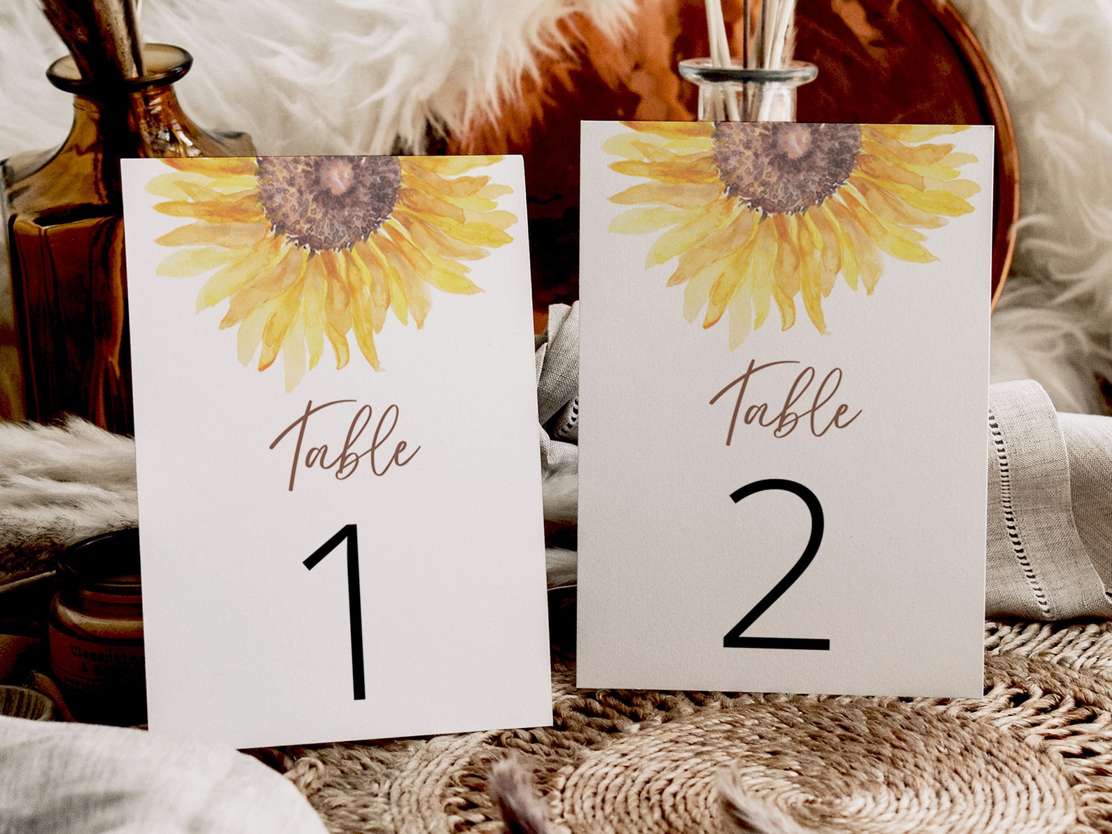 SUNFLOWER Table Numbers Printable Template Wedding Table - Etsy