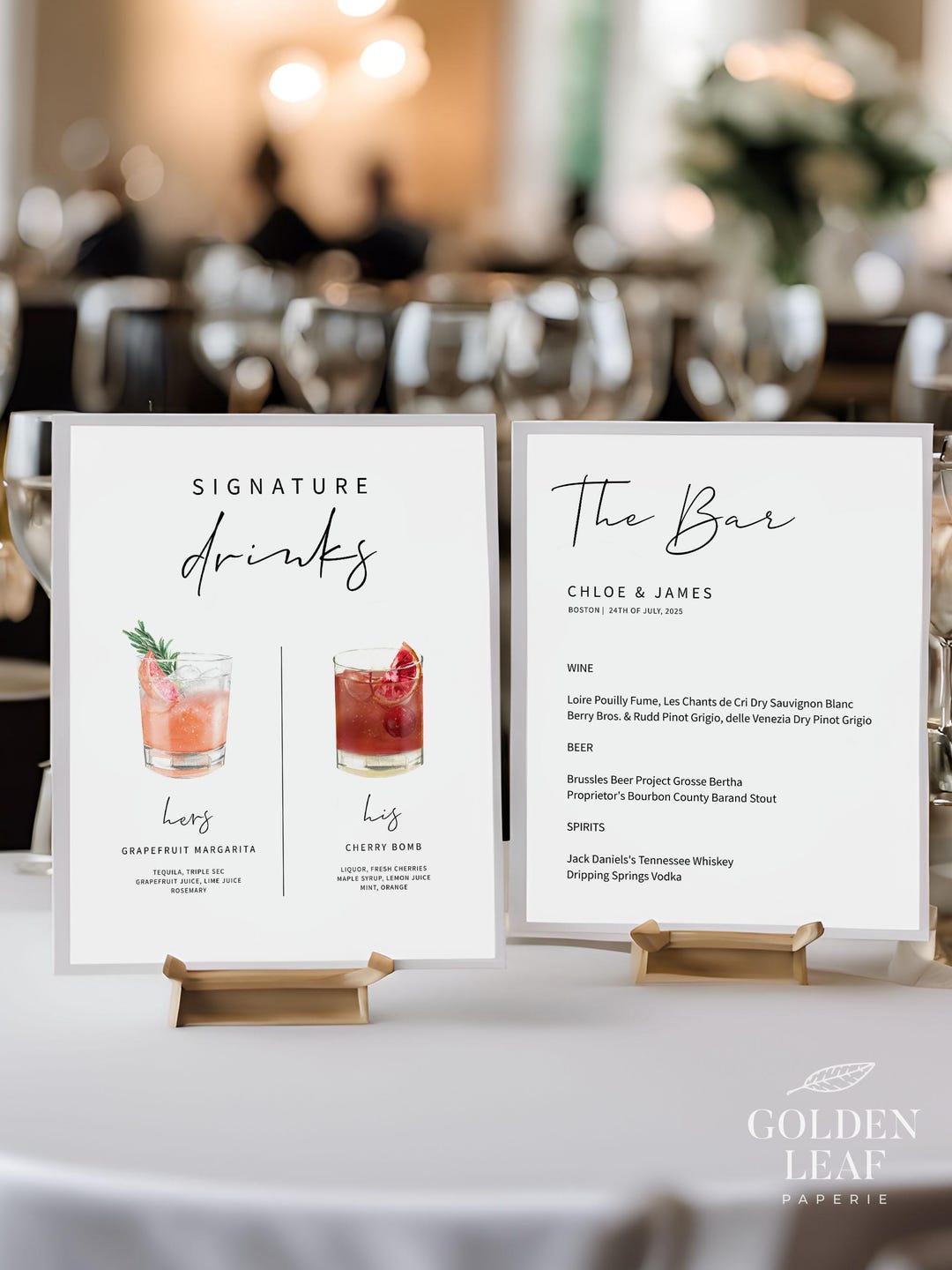 MINIMALIST | 2 Bar Sign Set, Signature Drink Sign Template, Printable ...
