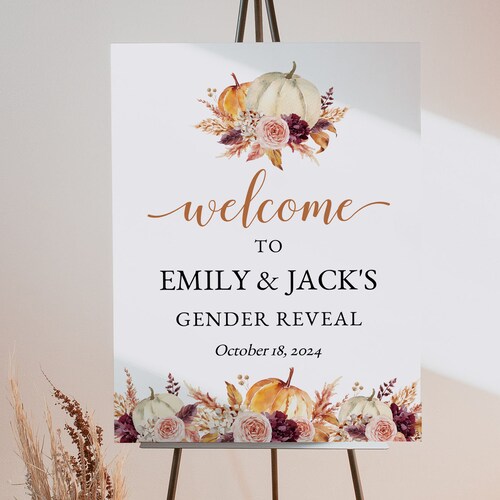 He or She Welcome Sign Fall Gender Reveal Printable - Etsy