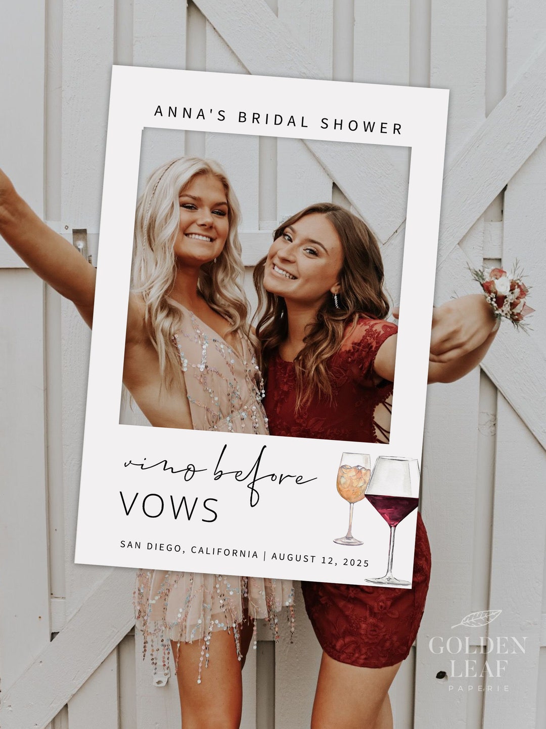 WINE | Bridal Shower Photo Prop Frame Template, Wine, Vino Before Vows ...