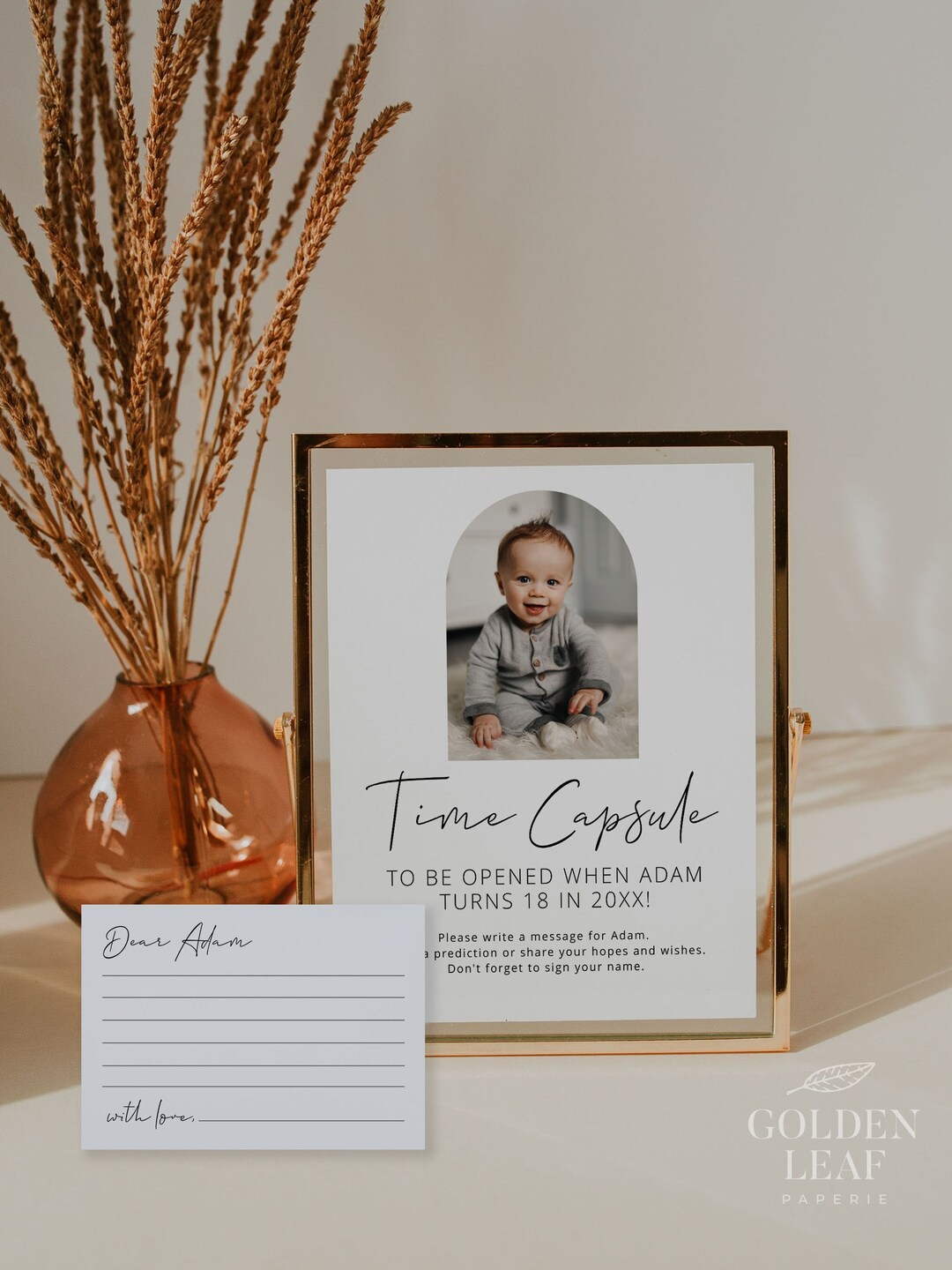 MINIMALIST | Time Capsule First Birthday With Photo, Sign and Cards ...