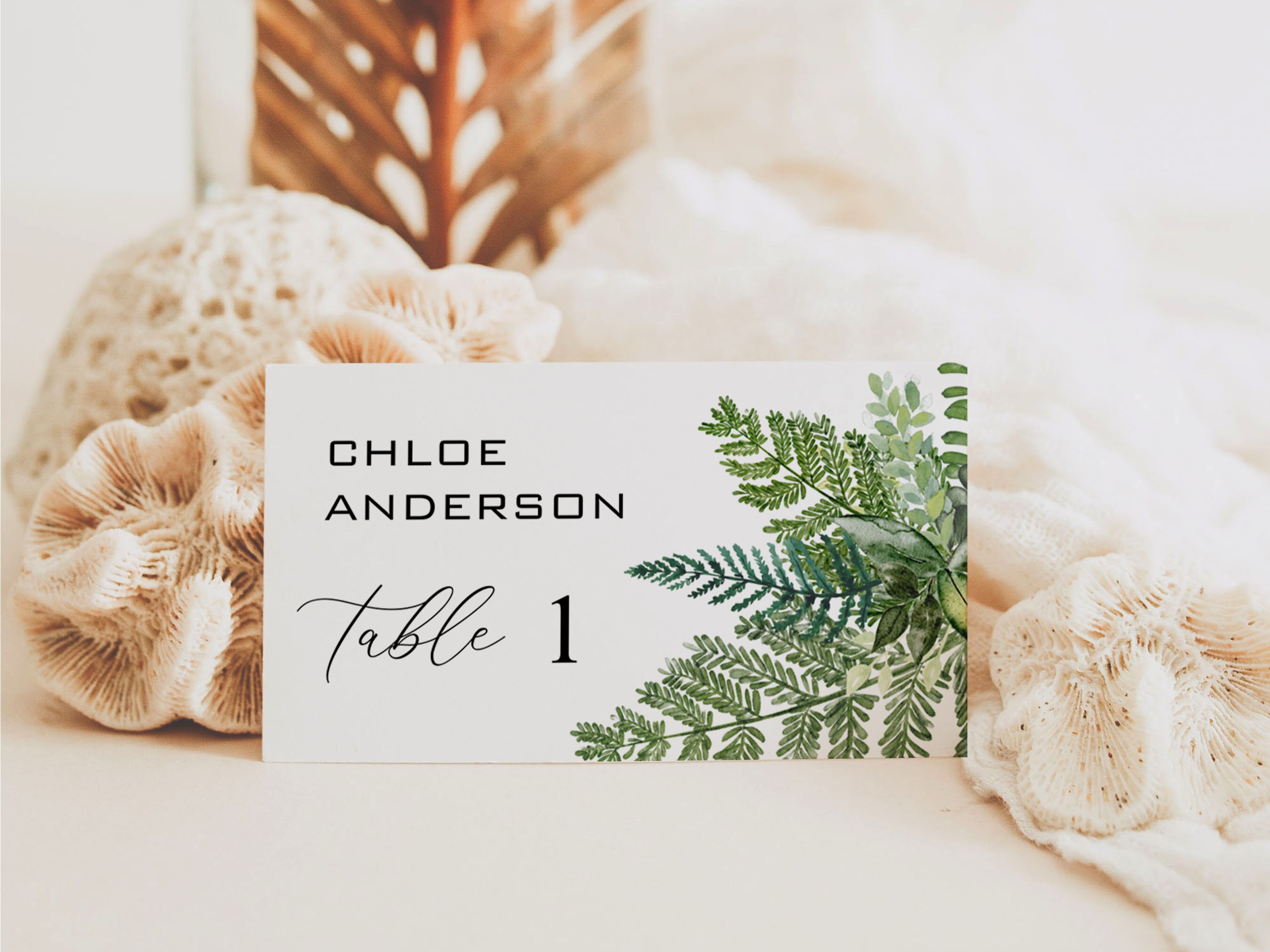 FERN Place Card Template Printable Forest Wedding Digital | Etsy