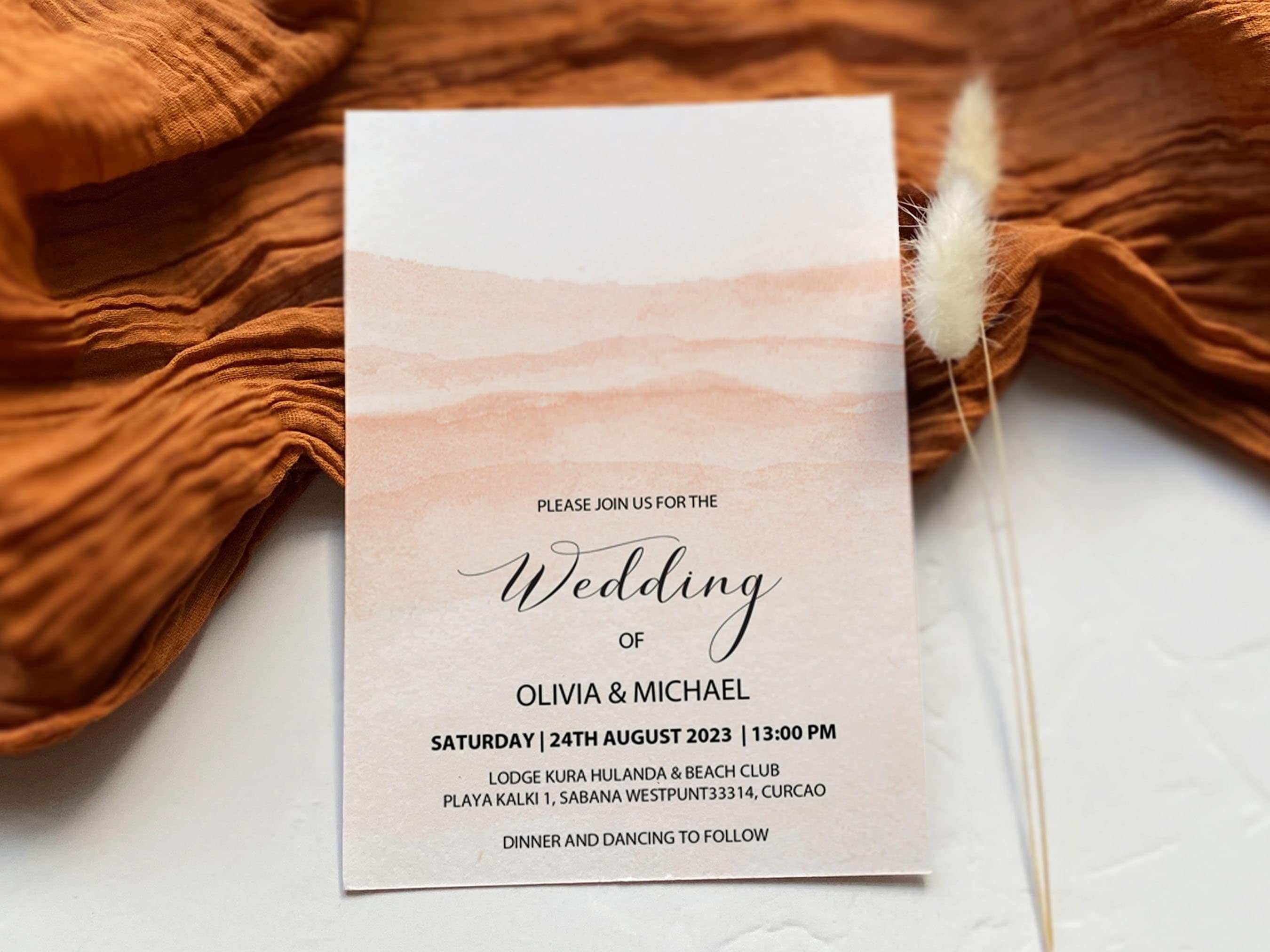 PEACH Wedding Invitation Template Printable Template | Etsy