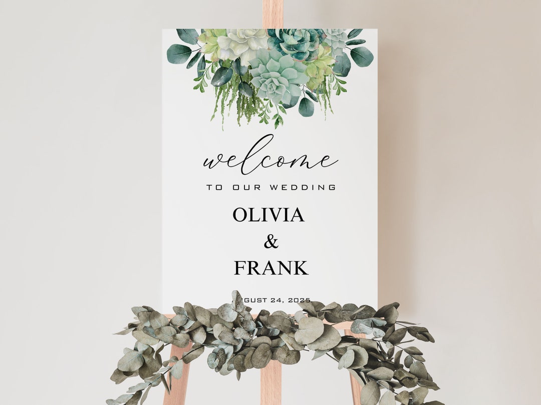 SUCCULENT | Wedding Welcome Sign Template, Printable, Boho Greenery ...