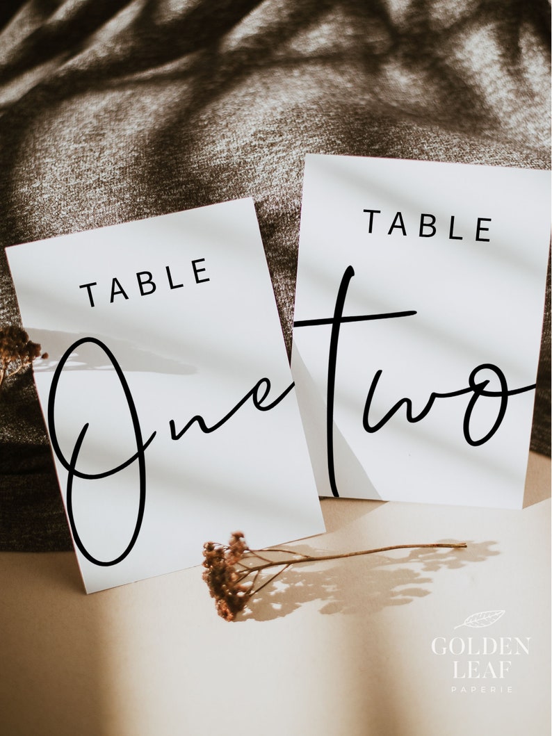 MINIMALIST Table Numbers Printable Template Modern Table - Etsy