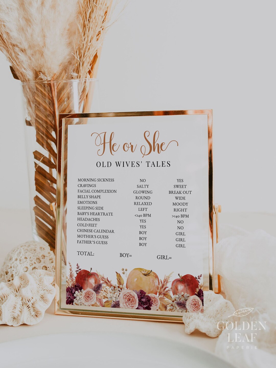 APPLE | Gender Reveal Sign, Fall Themed, Baby Shower Decorations, Old ...